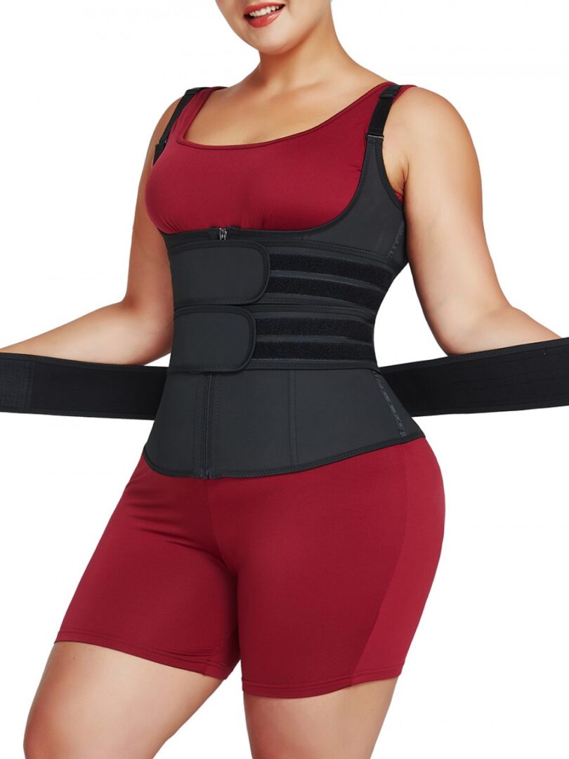 Vest Shaper | Black Latex Adjustable Strap Zipper Control